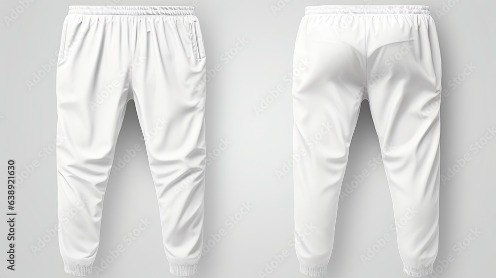 Blank White Sport Pants Mockup for Fitness Apparel Design. Front and ...