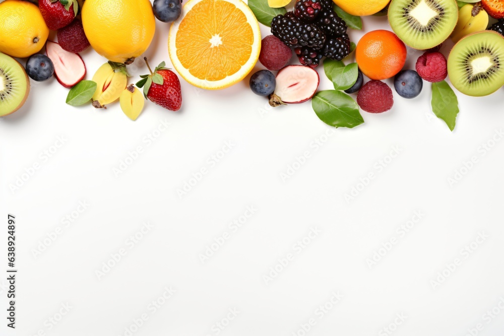 Plain white background with fruit border Stock Photo | Adobe Stock