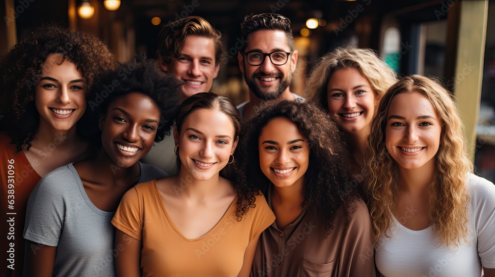 portraits modernes de personnes heureuses et différentes d'un point de ...