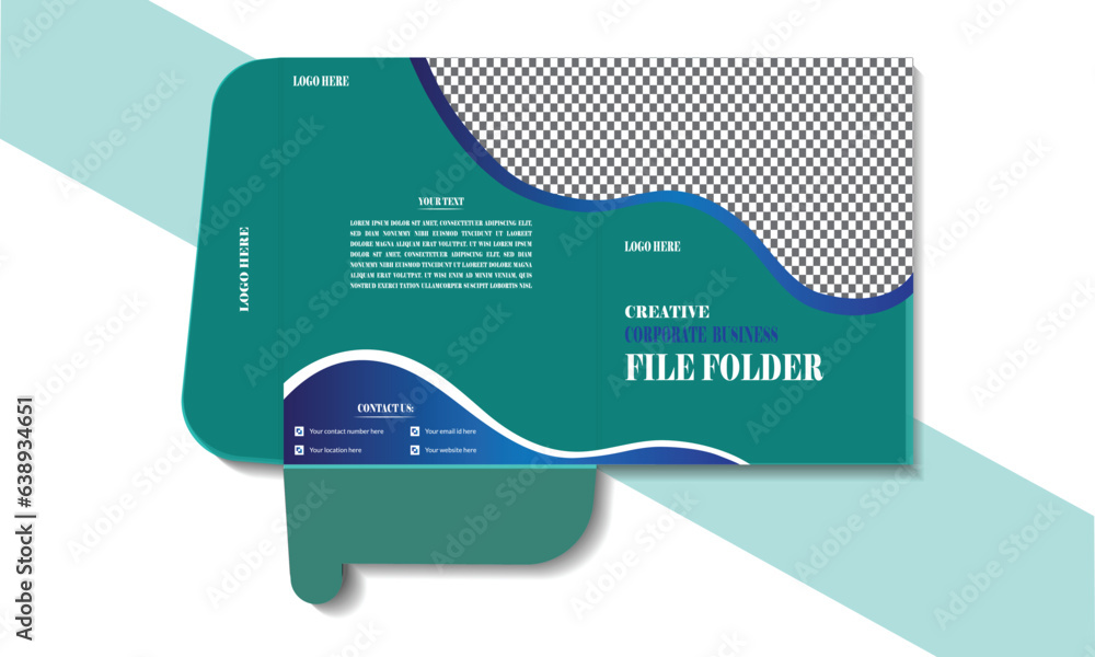 Document file folder design, cover design and text template, round ...