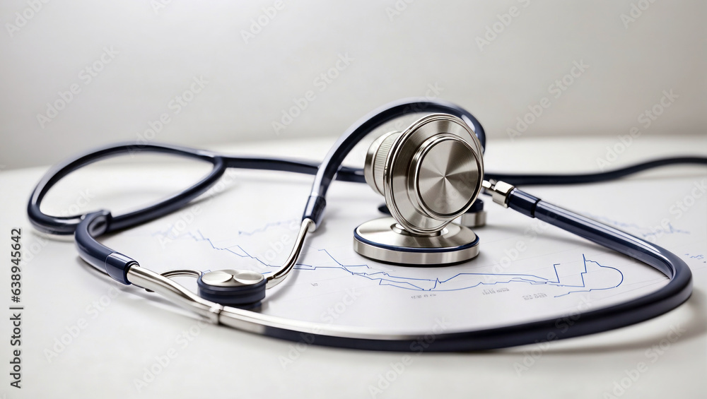 Visual representation of a stethoscope placed against a pristine white ...