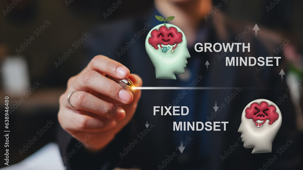 Growth mindset vs Fixed Mindset concept strategy for web banner ...