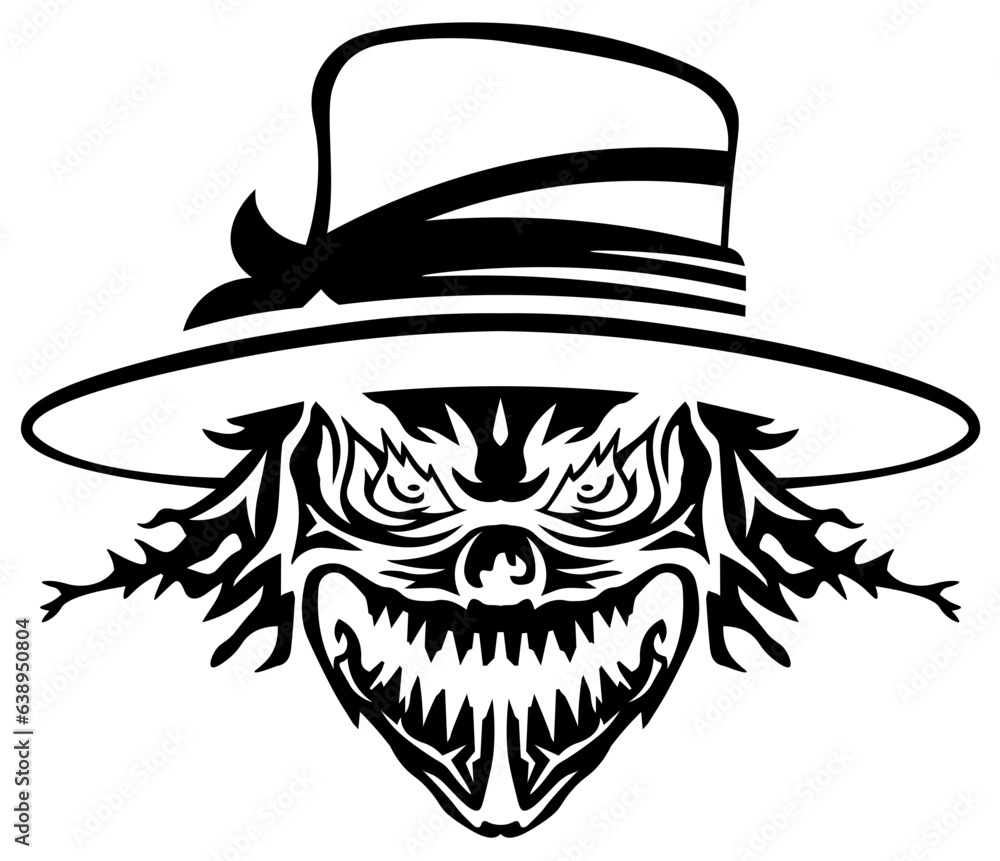 Vetor de Scarecrow head SVG, Scary face SVG, Halloween SVG, Terrible ...