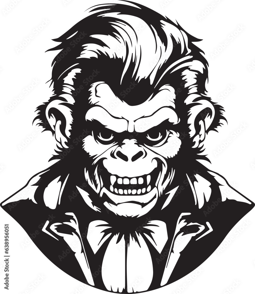 Scary Monkey with cliques, Monkey vampire in suit, Halloween monkey ...