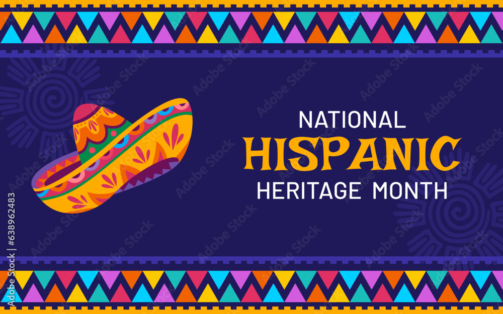 National Hispanic heritage month banner with ethnic pattern and ...