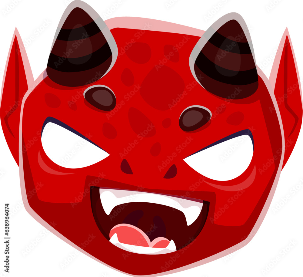 Cartoon Halloween devil emoji character. Playful imp face emoticon with ...