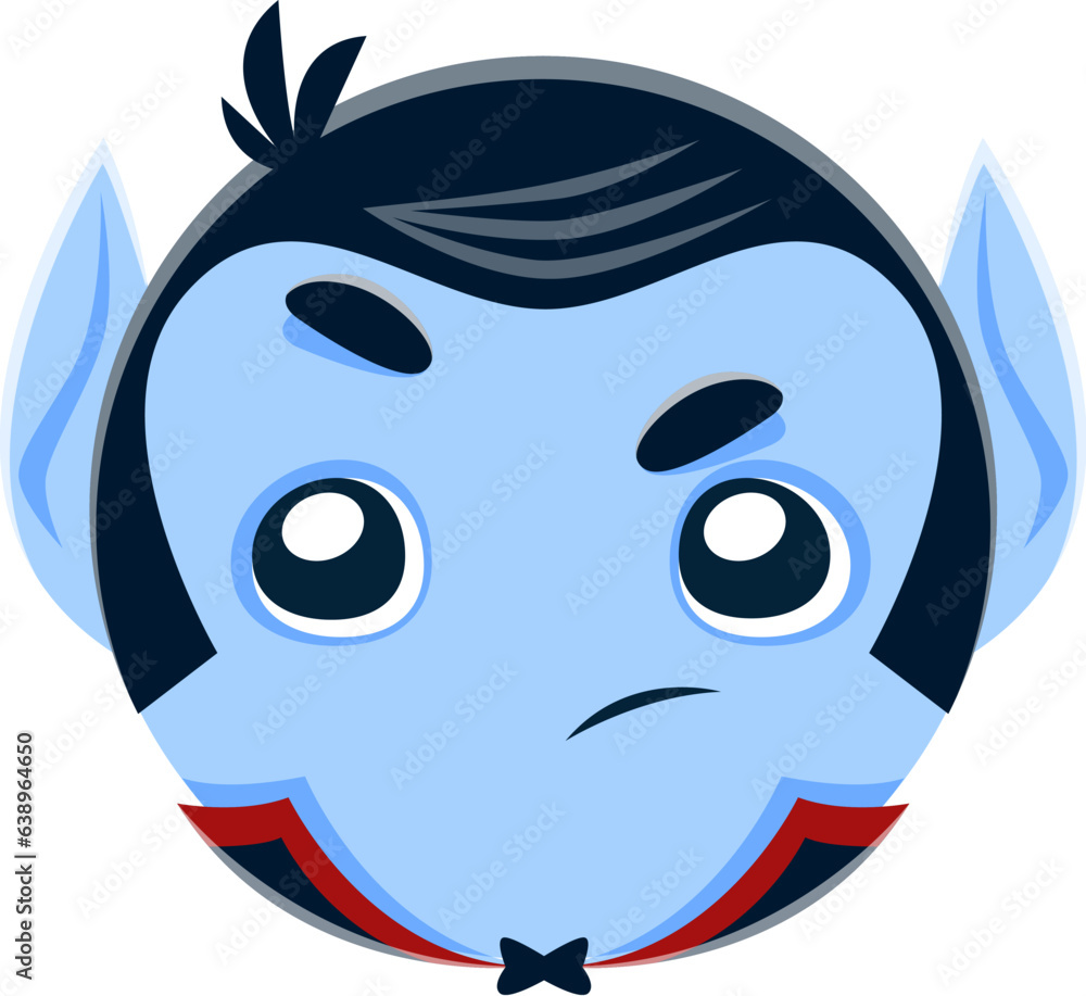 Cartoon Halloween vampire emoji character. Playful vector face emoticon ...