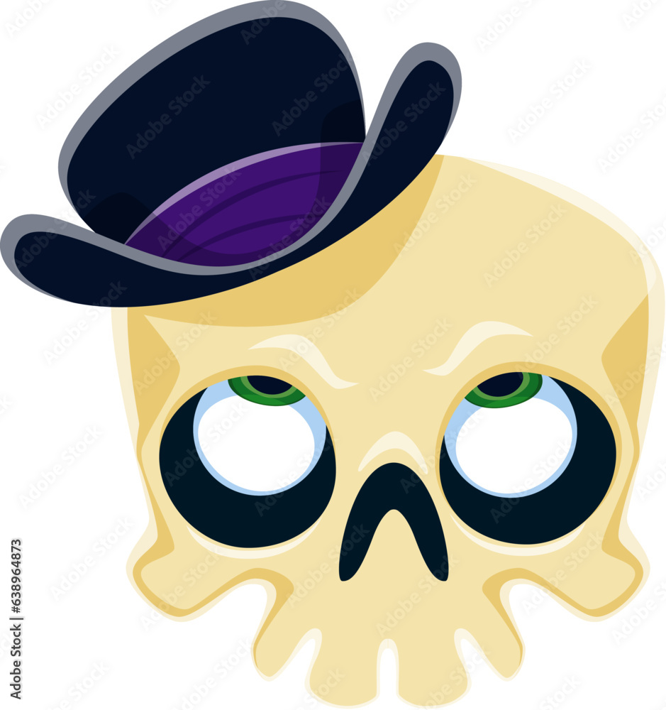 Cartoon Halloween skull emoji character. Isolated vector playful ...