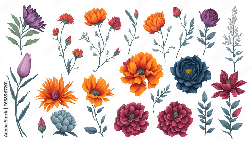 Watercolor Floral Clipart, Colorful Flowers Clipart, Watercolor Clipart ...