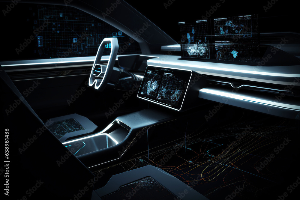 ai generated driverless car interior with futuristic dashboard for ...