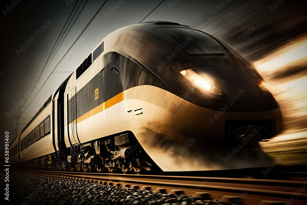 ai generated illustration of modern electric locomotive with motion ...