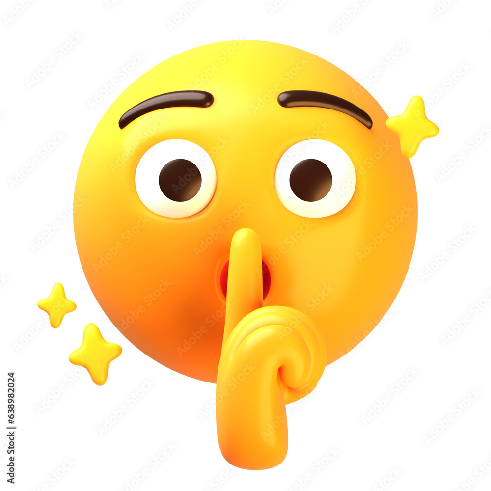 Shushing be silent face 3D Emoji Illustrations Pack Stock Illustration ...