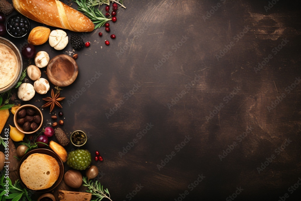 Food theme banner or poster design with vegetables and ingredients on ...