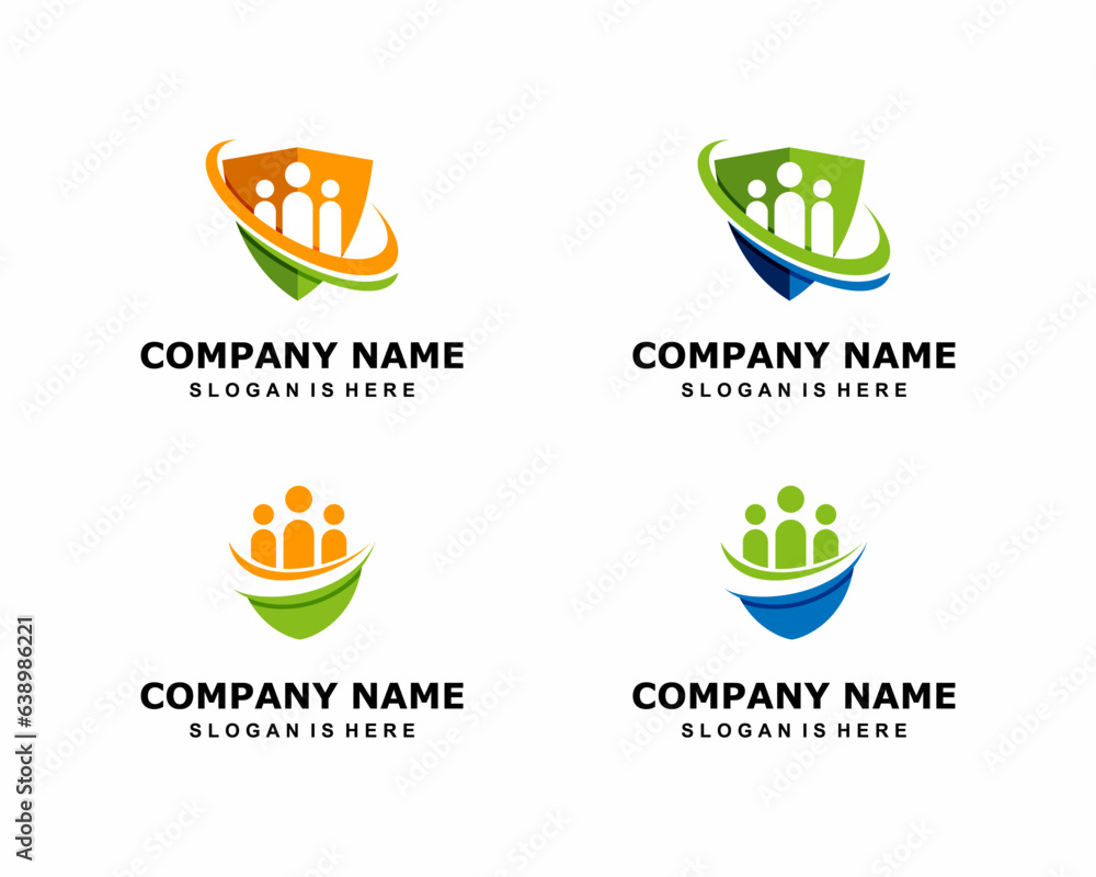 Set of Shield community success icon logo vector. Collection of ...