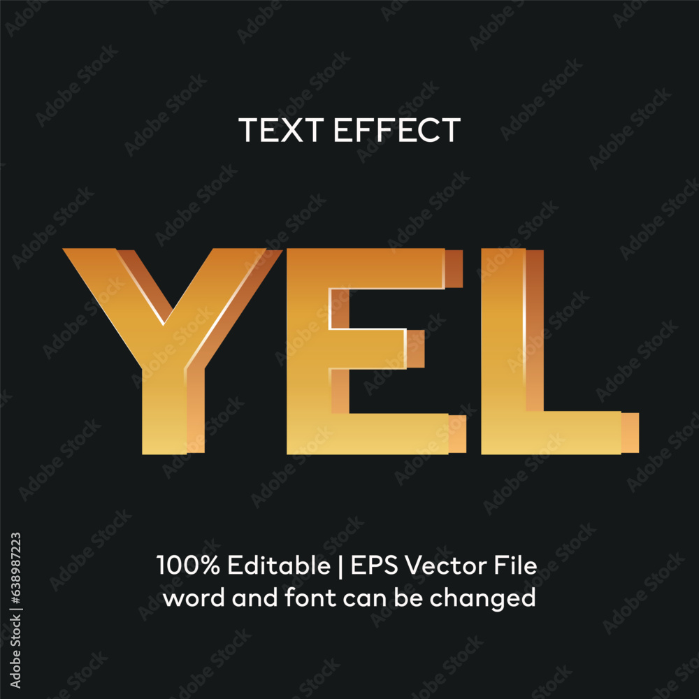 Editable Yellow text effect 3d text style effect mockup template Stock ...