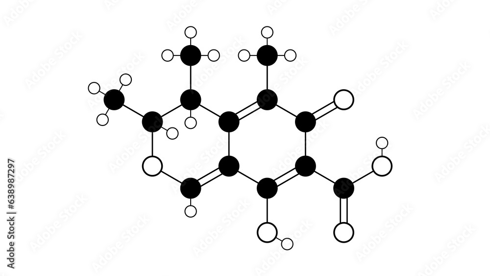 citrinin molecule, structural chemical formula, ball-and-stick model ...