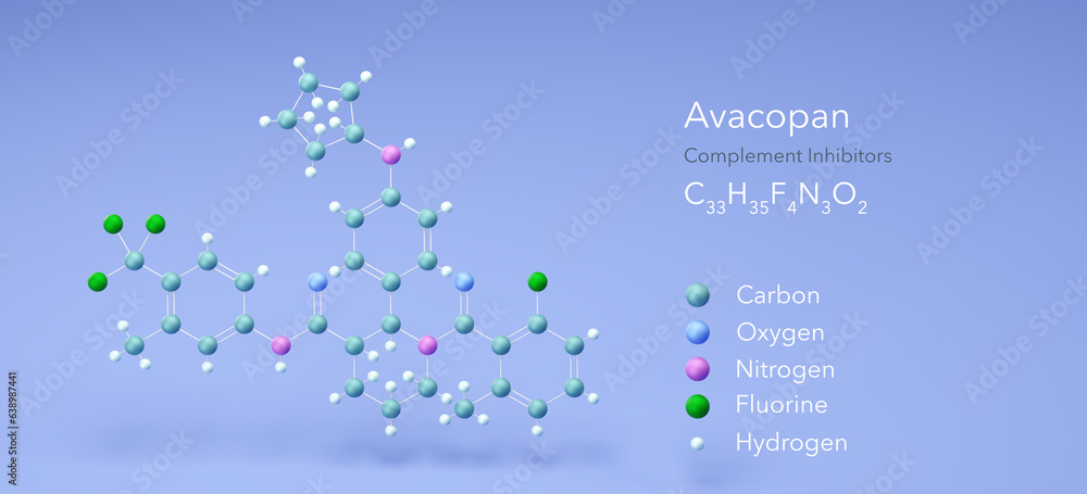 avacopan molecule, molecular structures, complement inhibitors, 3d ...