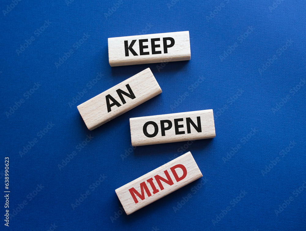Keep an open mind symbol. Wooden blocks with words Keep an open mind ...