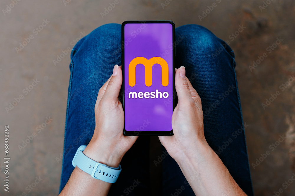 August 24, 2023, Brazil. In this photo illustration, the Meesho logo ...