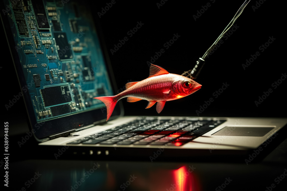 Cybercrime/Phishing concept depicted with credit card and large fish ...