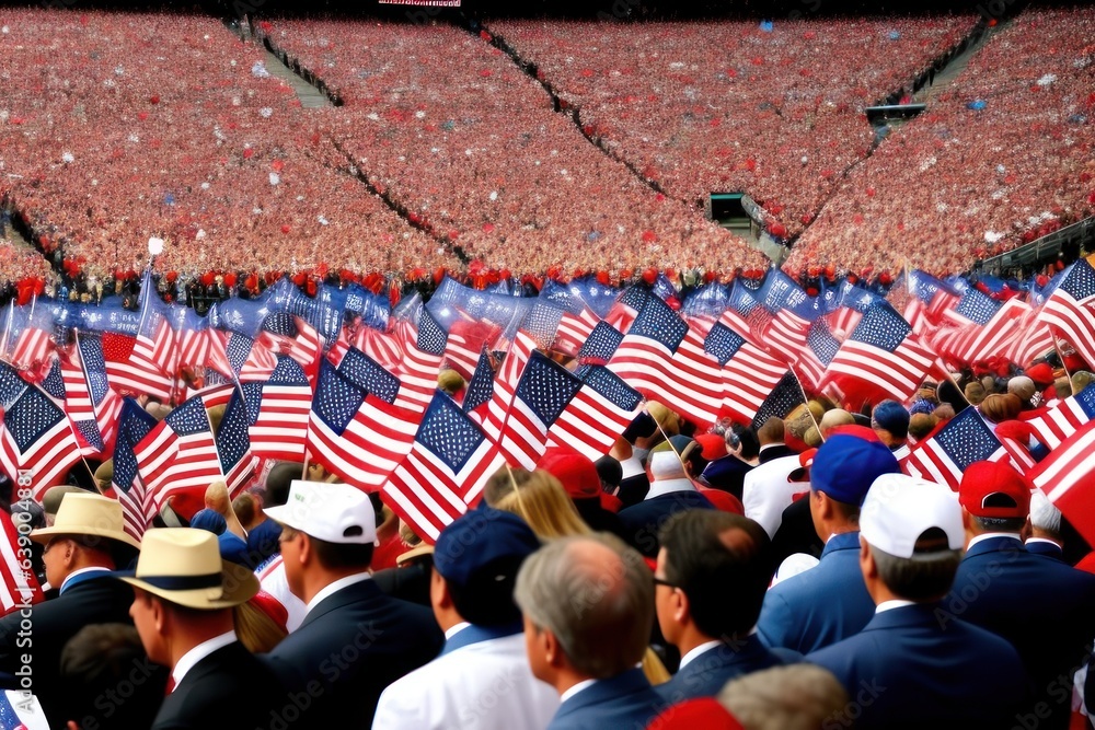 Background blur of crowd at political rally in the United States ...