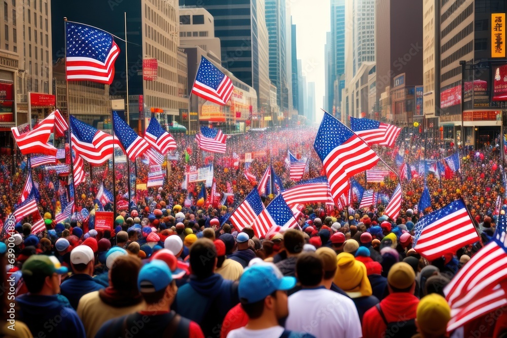 Background blur of crowd at political rally in the United States ...