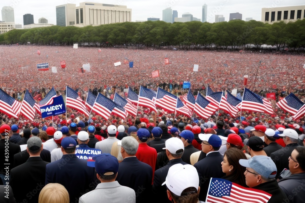 Background blur of crowd at political rally in the United States ...