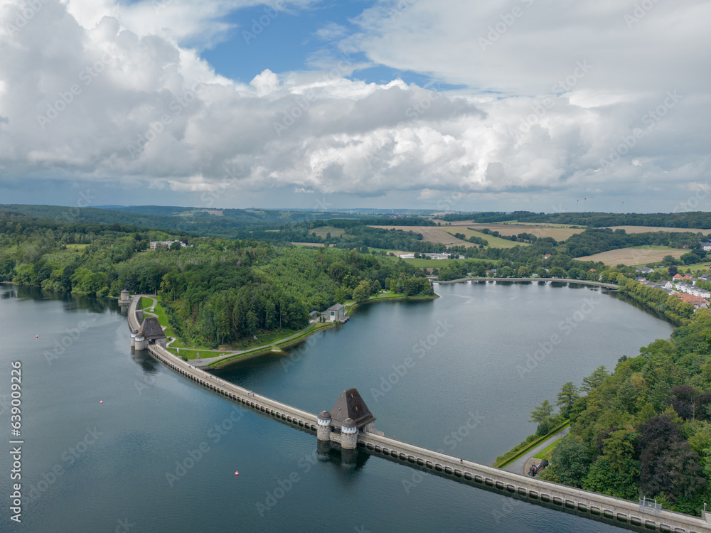 Mohne Dam Germany. Mohnese valley close to the Rhur. Large lake and Dam ...
