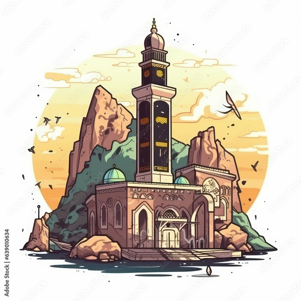 A cartoon illustration of a Kaaba. Generative AI. Stock Illustration ...