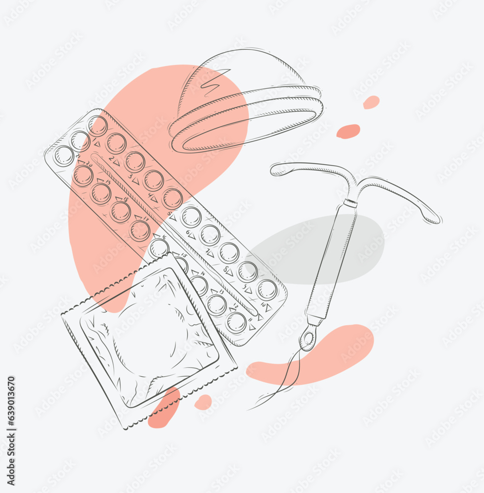 Women diaphragm, intrauterine device for contraception, pack of condom ...