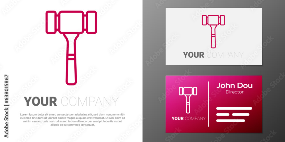 Logotype line Auction hammer icon isolated on white background. Gavel ...