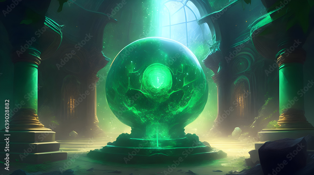 Poster A glowing green orb suddenly explodes, sending shards of glass ...