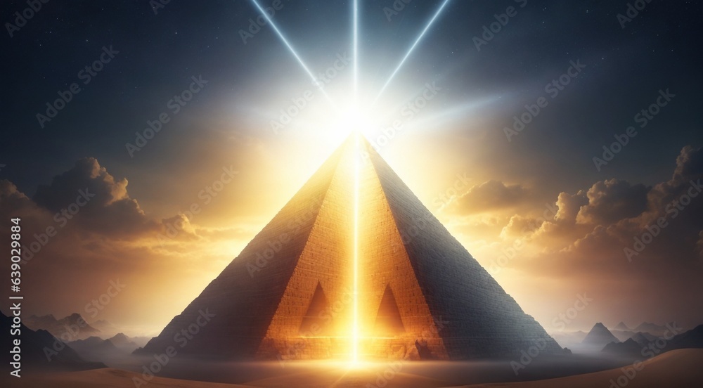 ภาพประกอบสต็อก pyramids in the sunset, abstract pyramid background ...