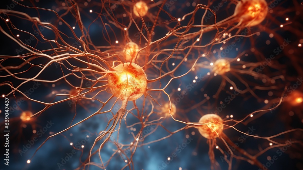 Intricate neural pathways in the brain, intricate nervous system, close ...