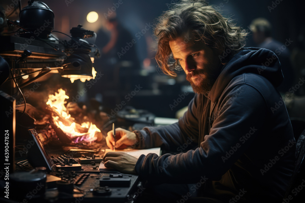 Cinematic Magic. Filmmaker directing a scene, illustrating the ...