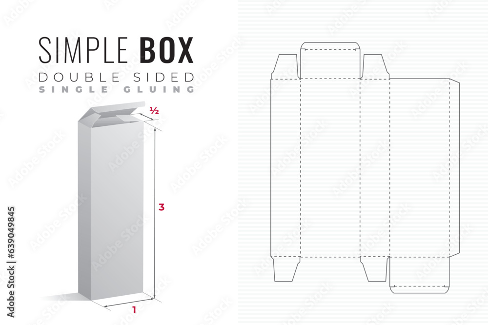 Double Sided Simple Packaging Box Die Cut Half Length Triple Height ...