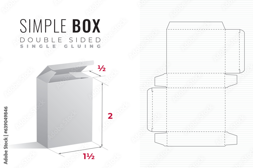 Double Sided Simple Packaging Box Die Cut One and a Half Width Double ...
