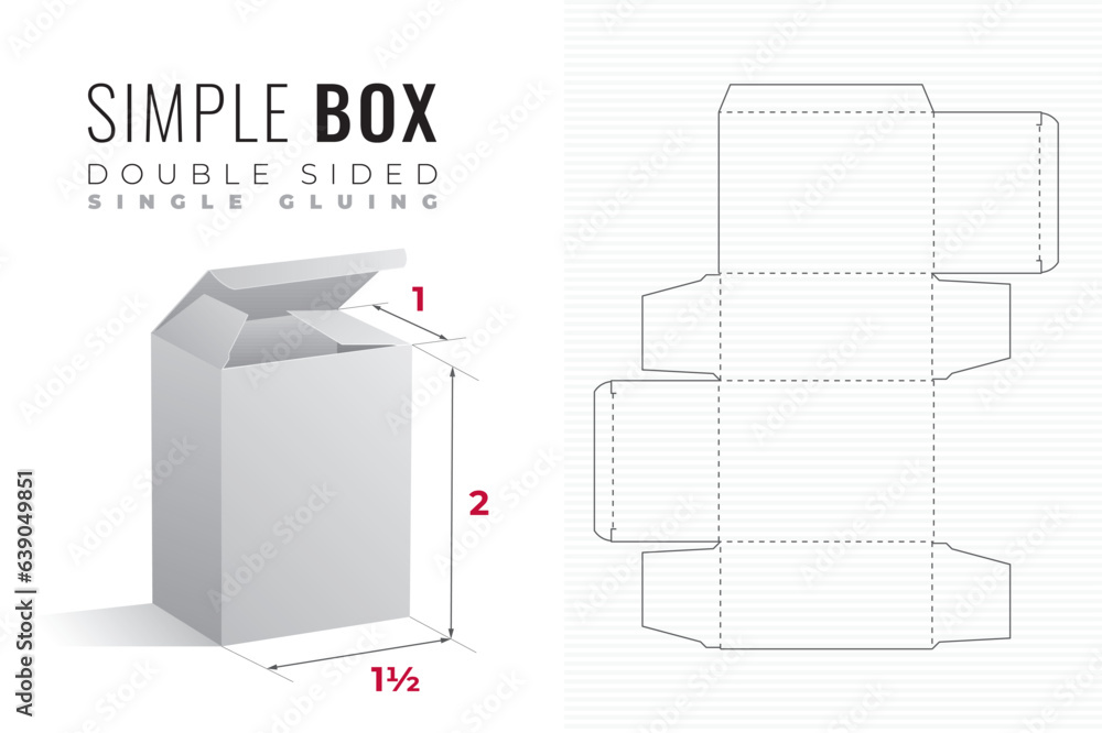 Double Sided Simple Packaging Box Die Cut One and a Half Width Double ...