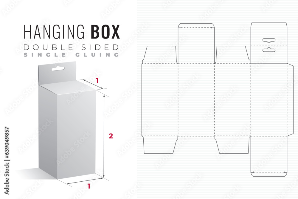 Hanging Double Sided Packaging Box Die Cut Double Height Single Width ...