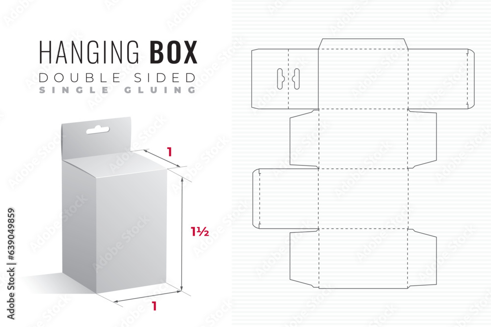 Hanging Double Sided Packaging Box Die Cut One and a Half Height Single ...