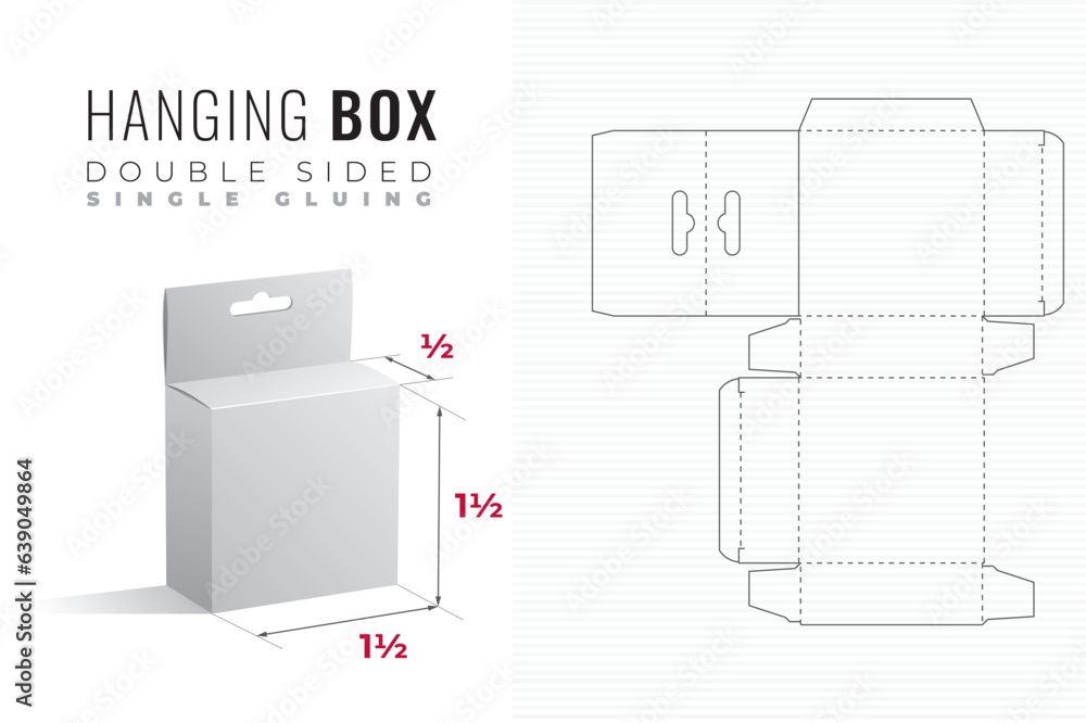 Hanging Double Sided Packaging Box Die Cut One and Half Width and ...