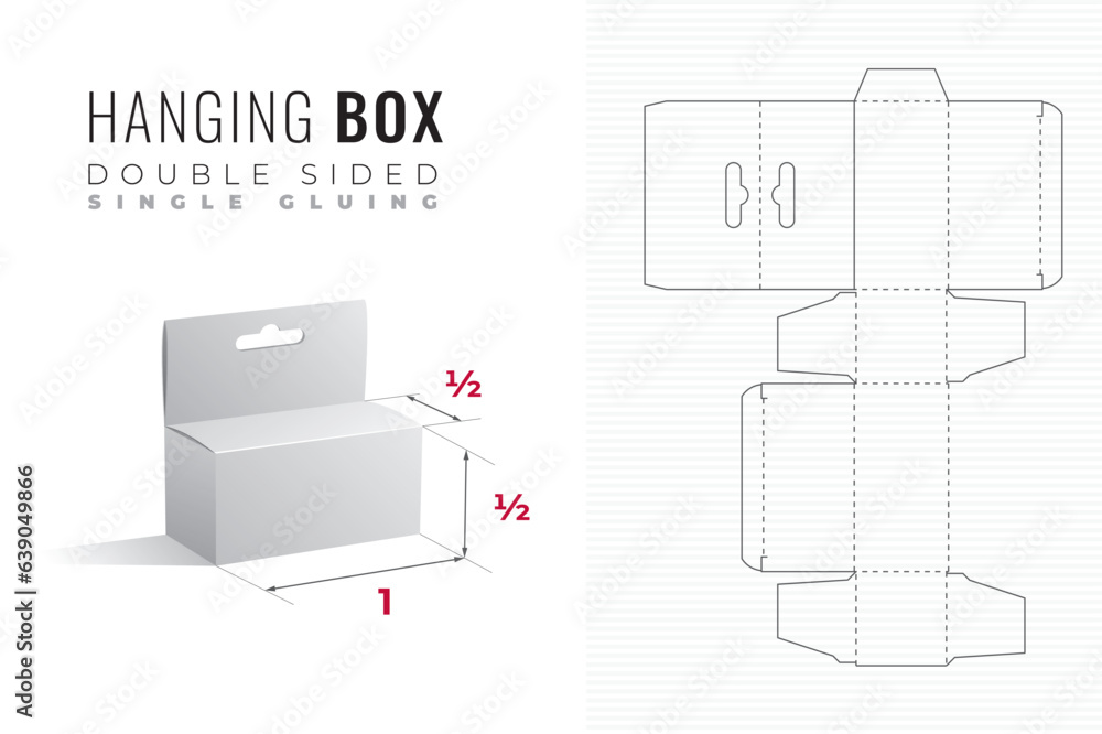 Hanging Double Sided Packaging Box Die Cut Half Height and Length ...