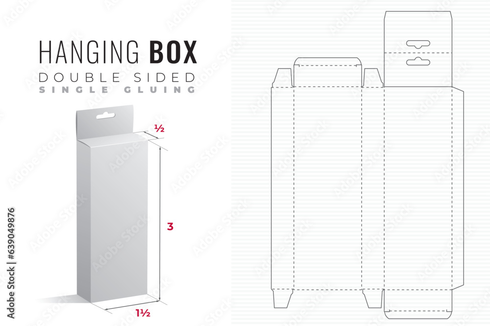 Hanging Double Sided Packaging Box Die Cut One and Half Width Triple ...