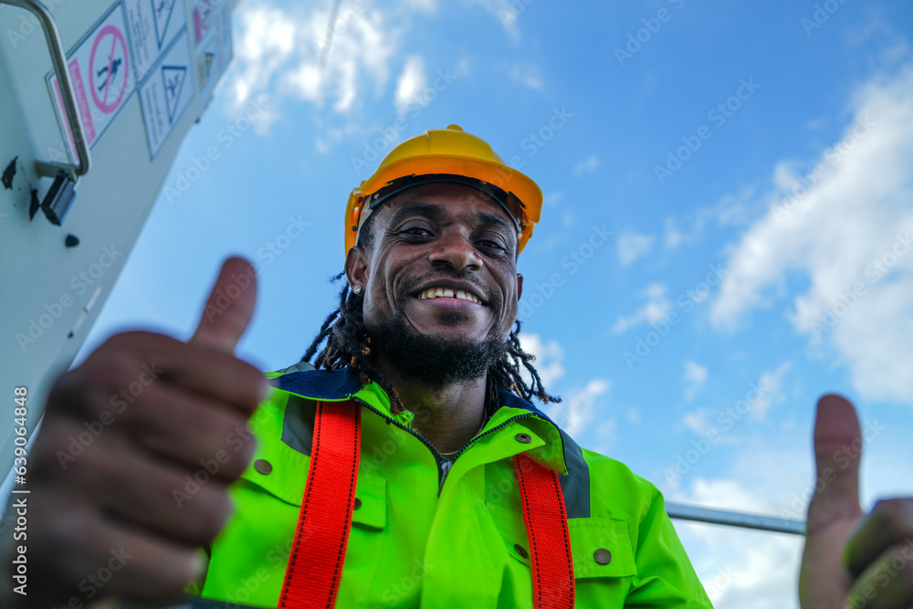 close up face of African man workers engineering working with laptop ...