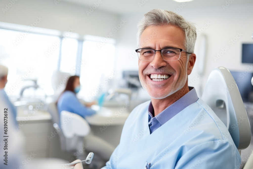 Group portrait photography of a detail-oriented dentist conducting a ...