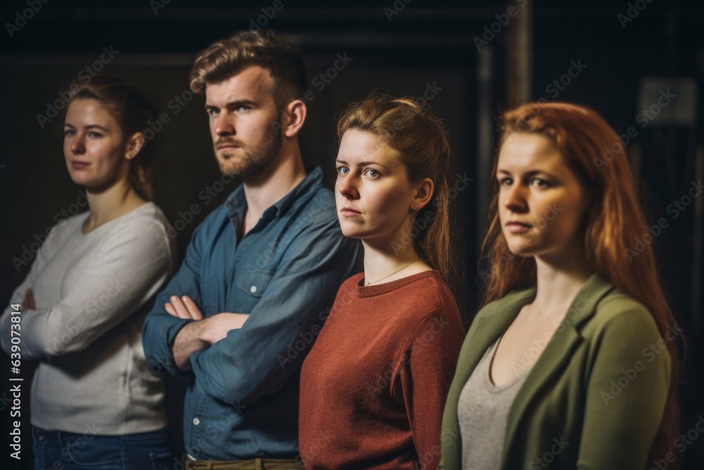 Group portrait photography of a passionate actor rehearsing lines for ...
