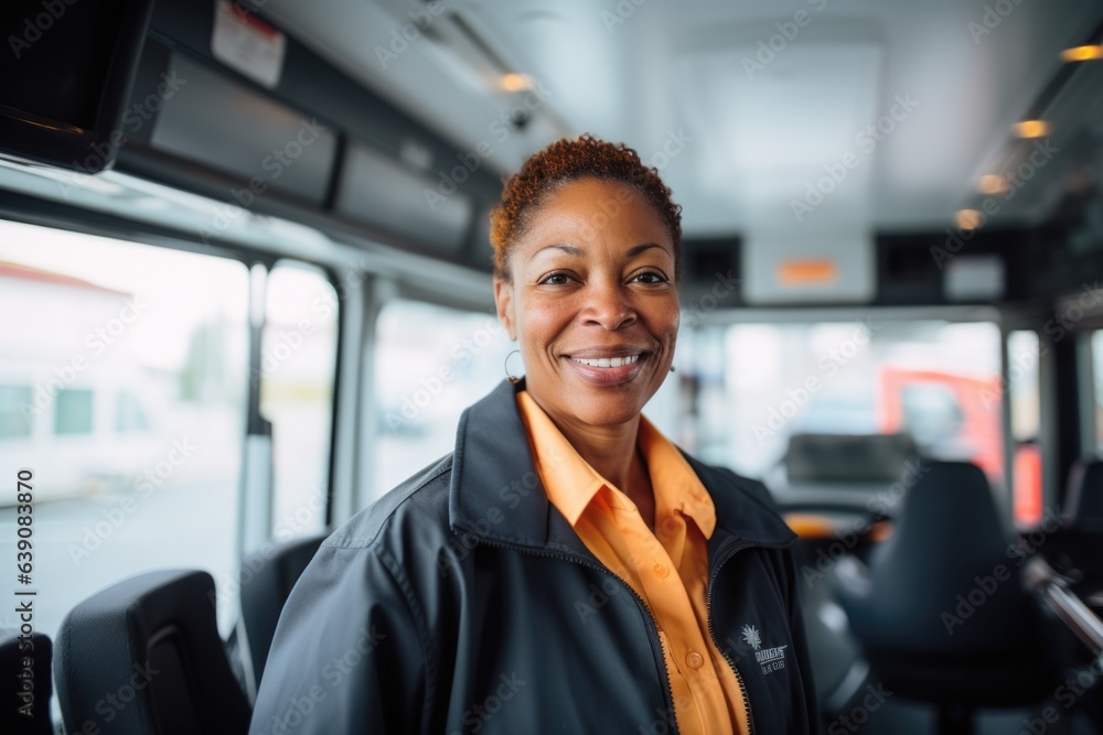 Smiling portrait of a young african american bus driver Stock Photo ...