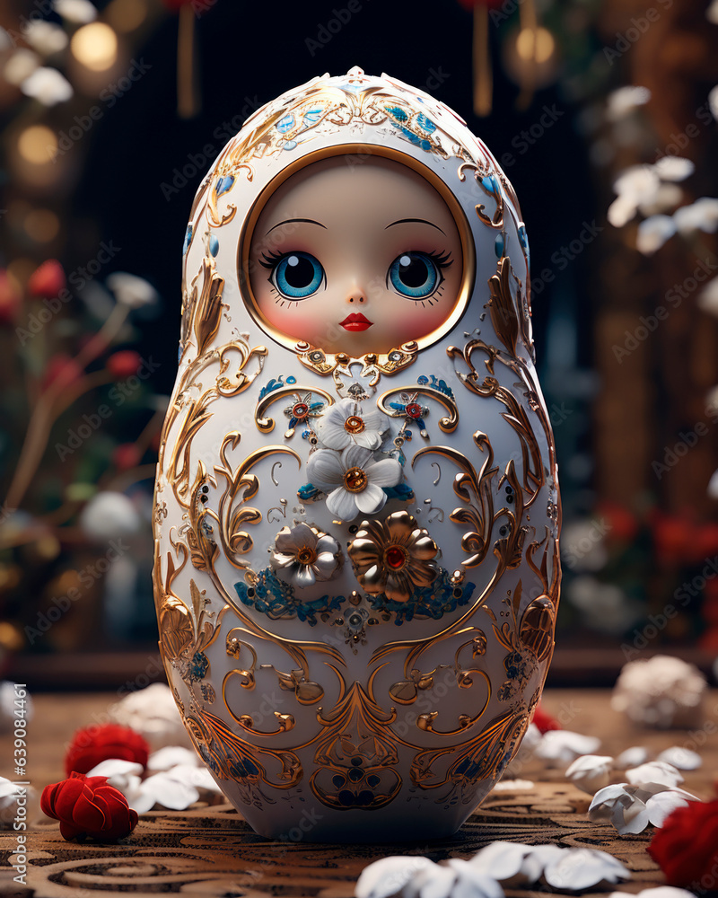 Cute matrioshka doll handmade. Created with generative ai technology Stock Illustration | Adobe ...