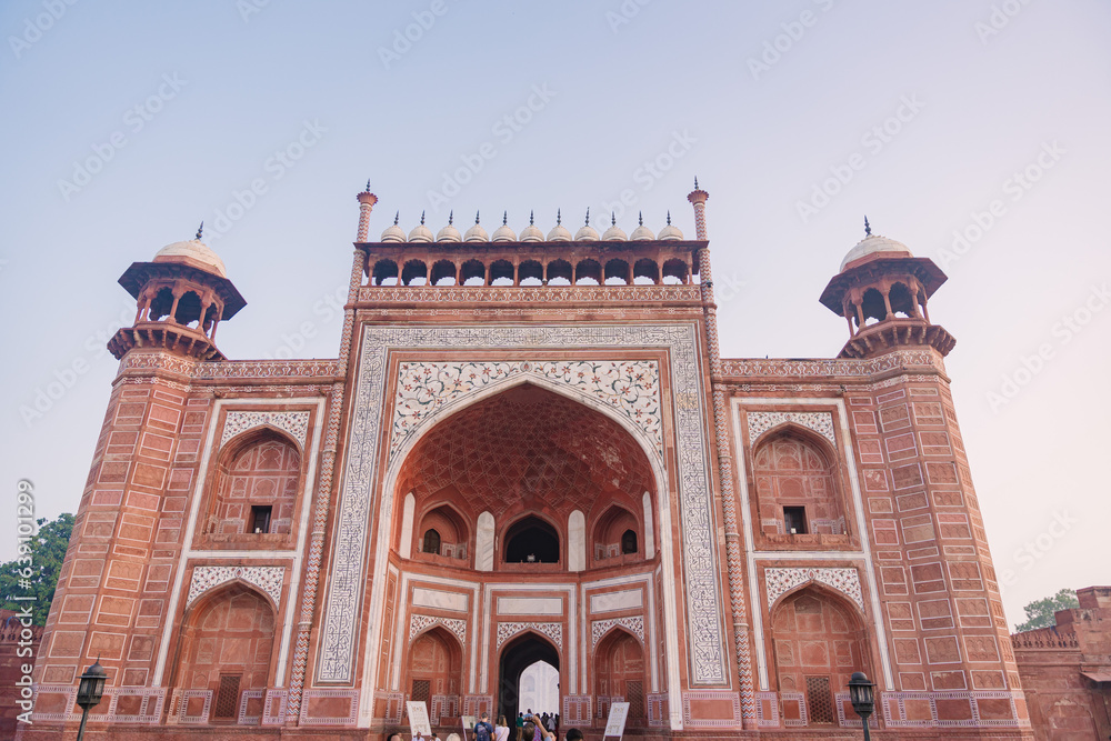 entrance gate of The Taj Mahal is an architectural masterpiece and one ...