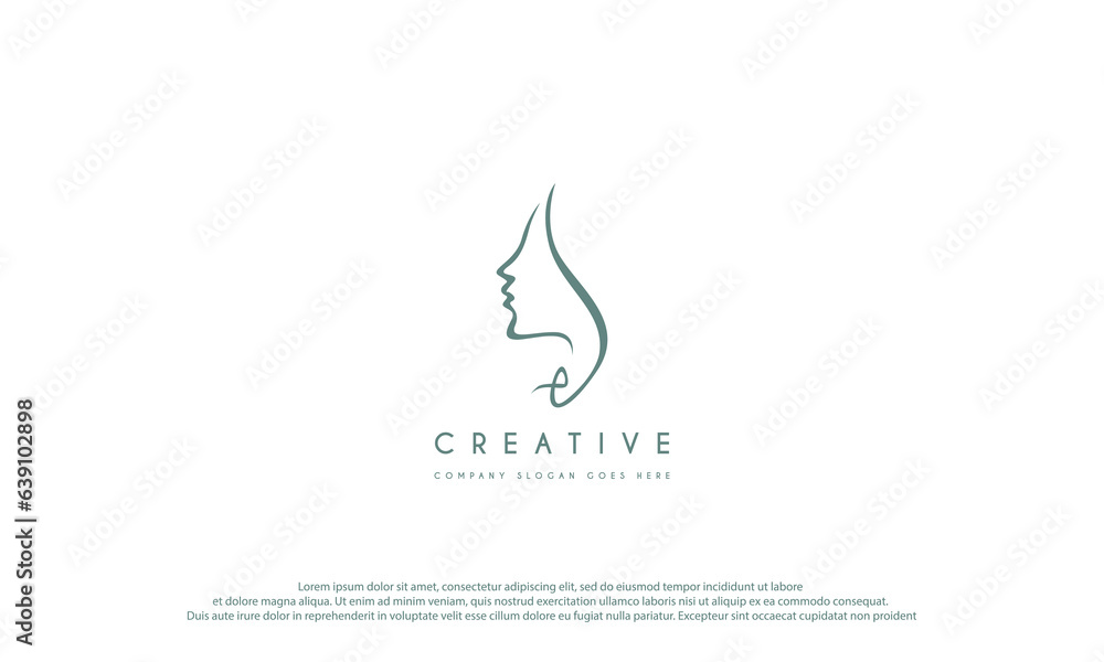 Woman face logo design vector illustration. Woman face suitable for ...